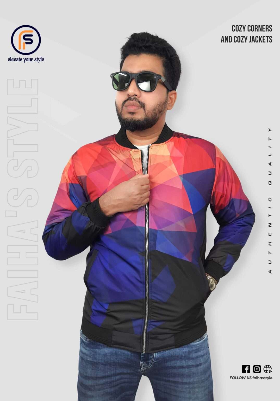 Men's Premium Jacket - Abstract Triangles
